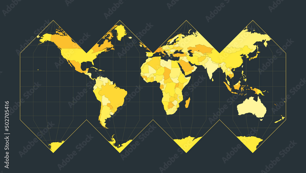 World Map. HEALPix projection. Futuristic world illustration for your ...