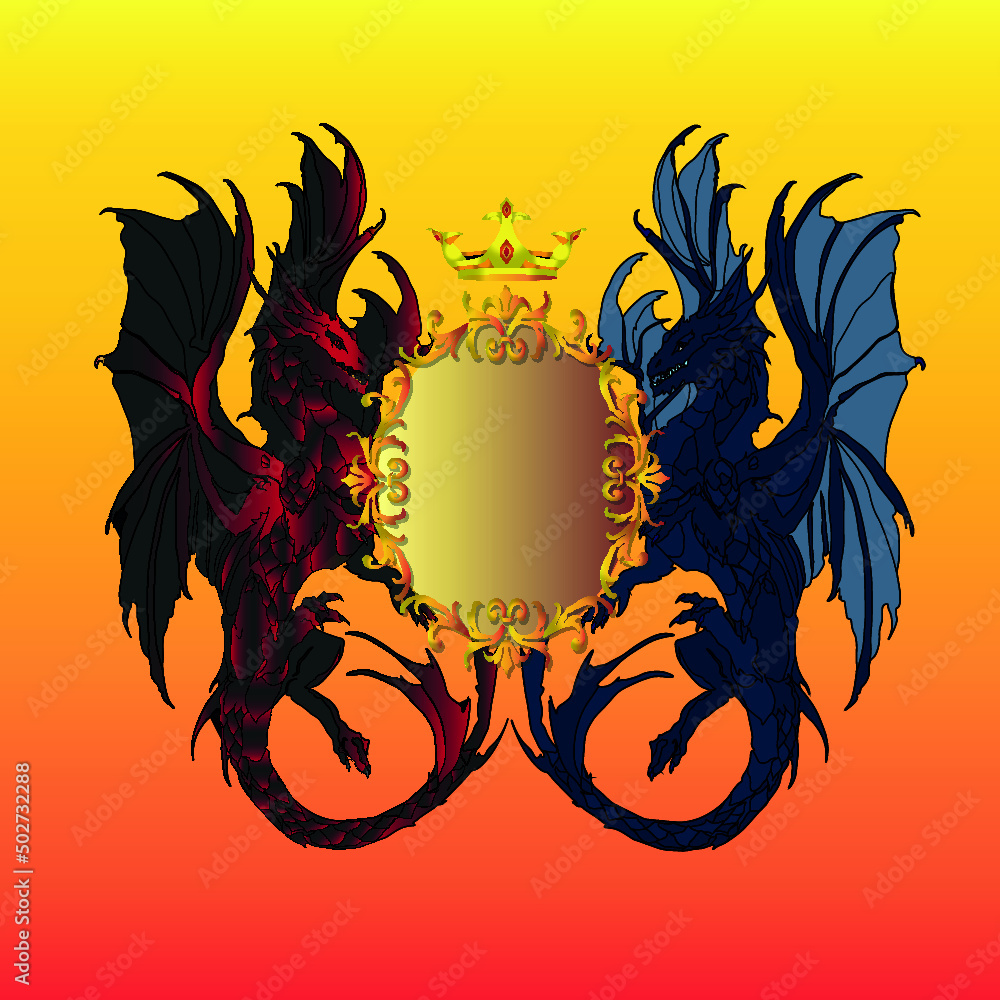Vector image of dragons teeming with your royal coat of arms, vector ...