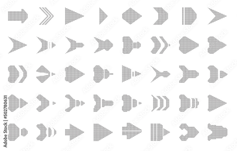 Arrow square pattern element icon collection. Modern futuristic cursor ...