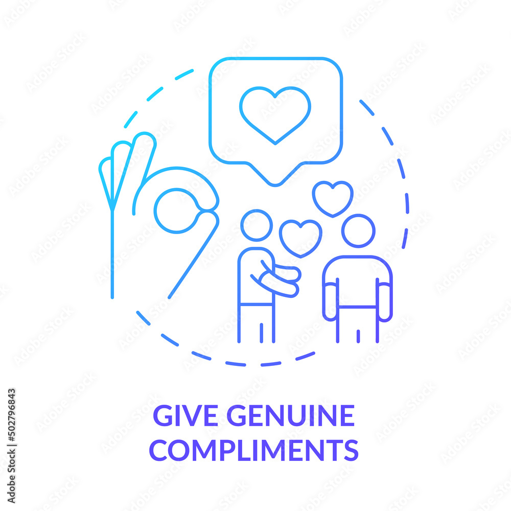 Give genuine compliments blue gradient concept icon. Politeness and ...
