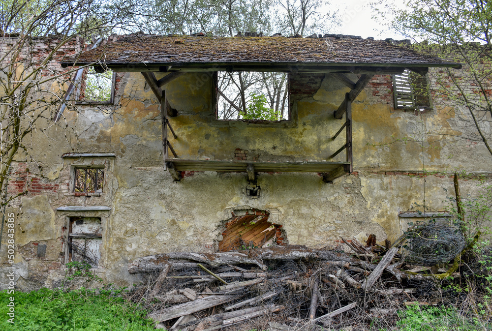 Schloss, Wirtschaftsgebäude, eingestürzt, Mauer, Außenmauer, Ruine ...