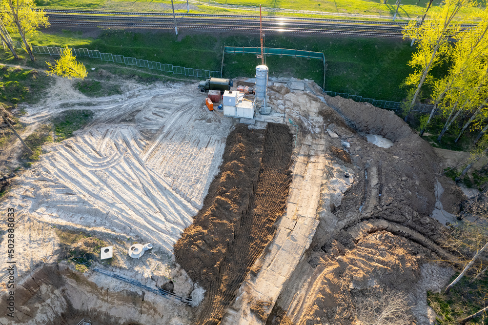 Concrete sewer pipes for laying external sewage system at construction ...