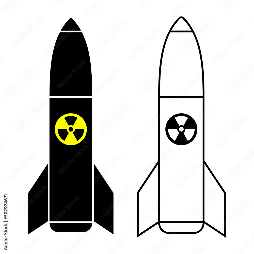 Black atomic bomb flat vector illustration, isolated on white ...