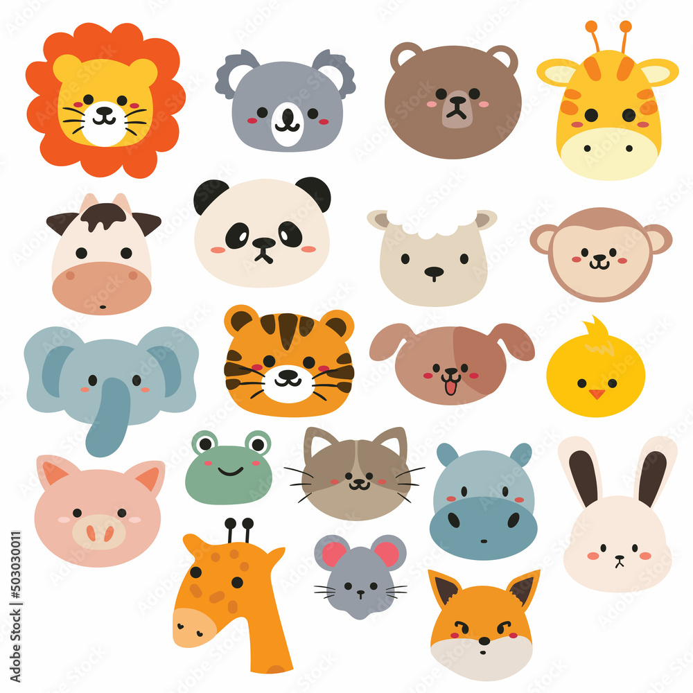 hand drawing collection cartoon of animals Stock Vector | Adobe Stock