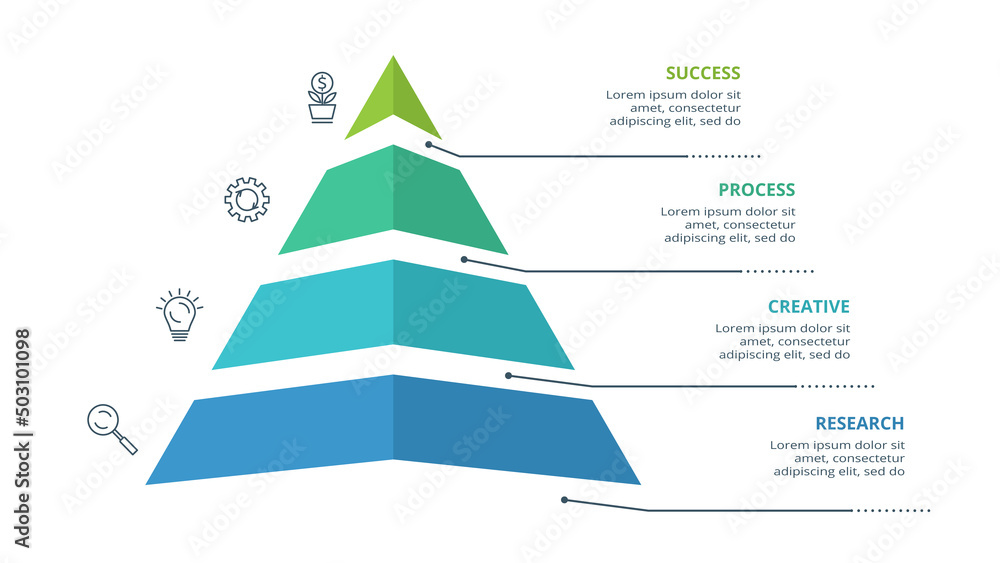 Vector pyramid up arrows infographic, diagram chart, triangle graph ...