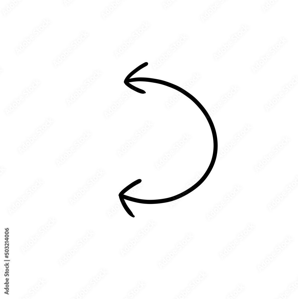 Curved line with two side arrow.Half circle line. Hand drawing of ... Curved line with two side arrow.Half circle line. Hand drawing of ...