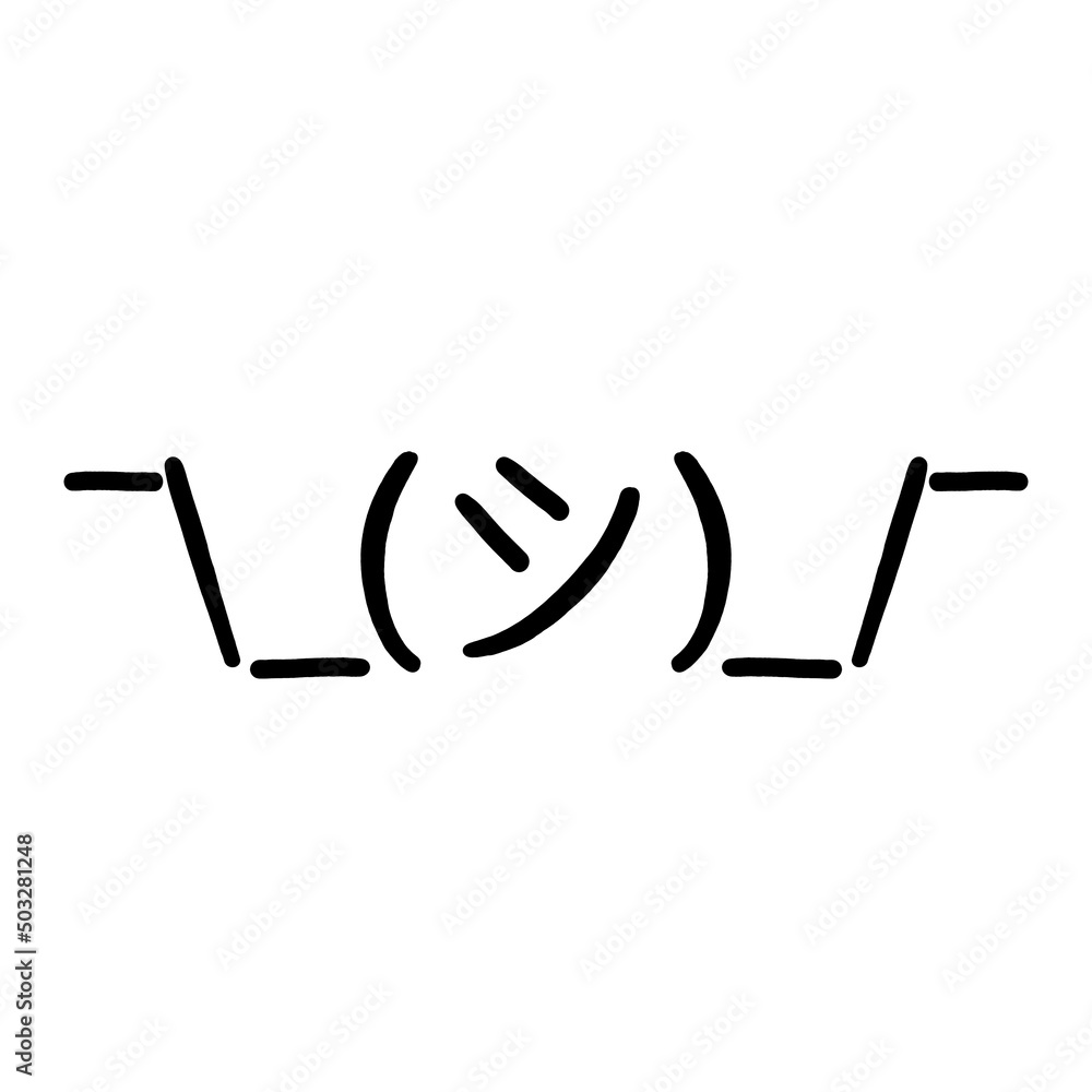 ภาพประกอบ Stock Drawn by hand kaomoji / text japanese emoji. I don't know / IDK | Adobe Stock