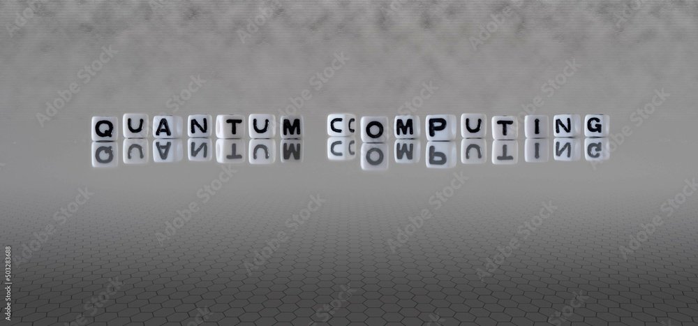 quantum computing word or concept represented by black and white letter ...