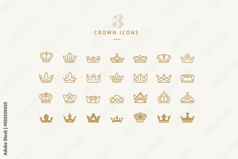 Set of crown icons. Vector illustrations for graphic design, website ...