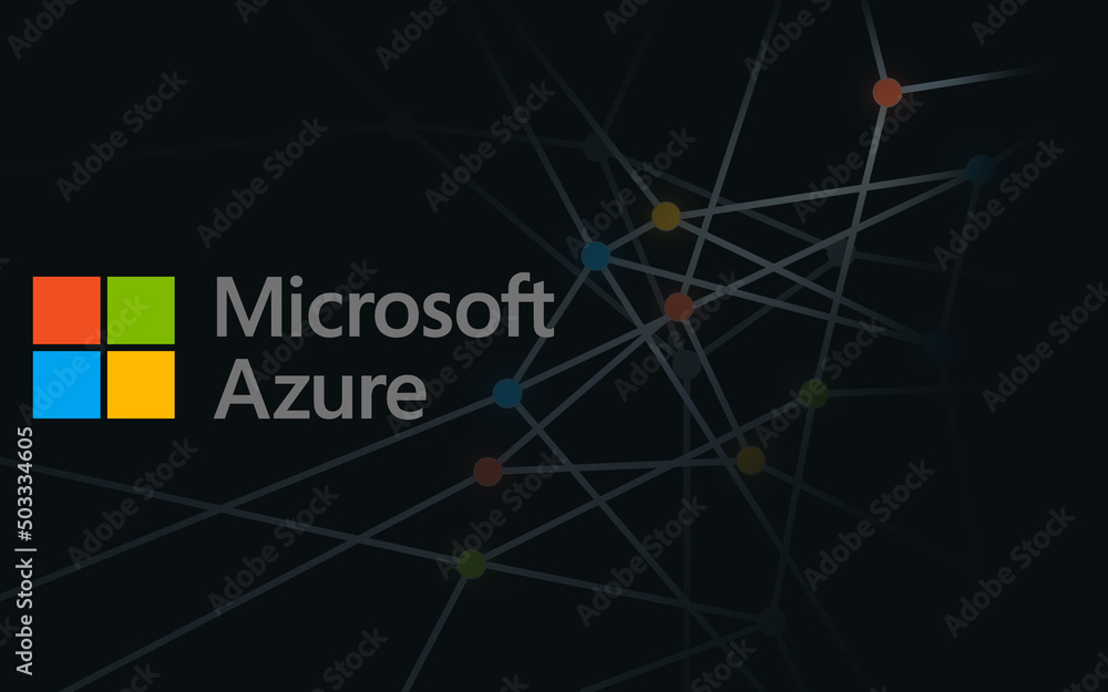 Microsoft Azure Logo in front of connected dots in the colors of the ...