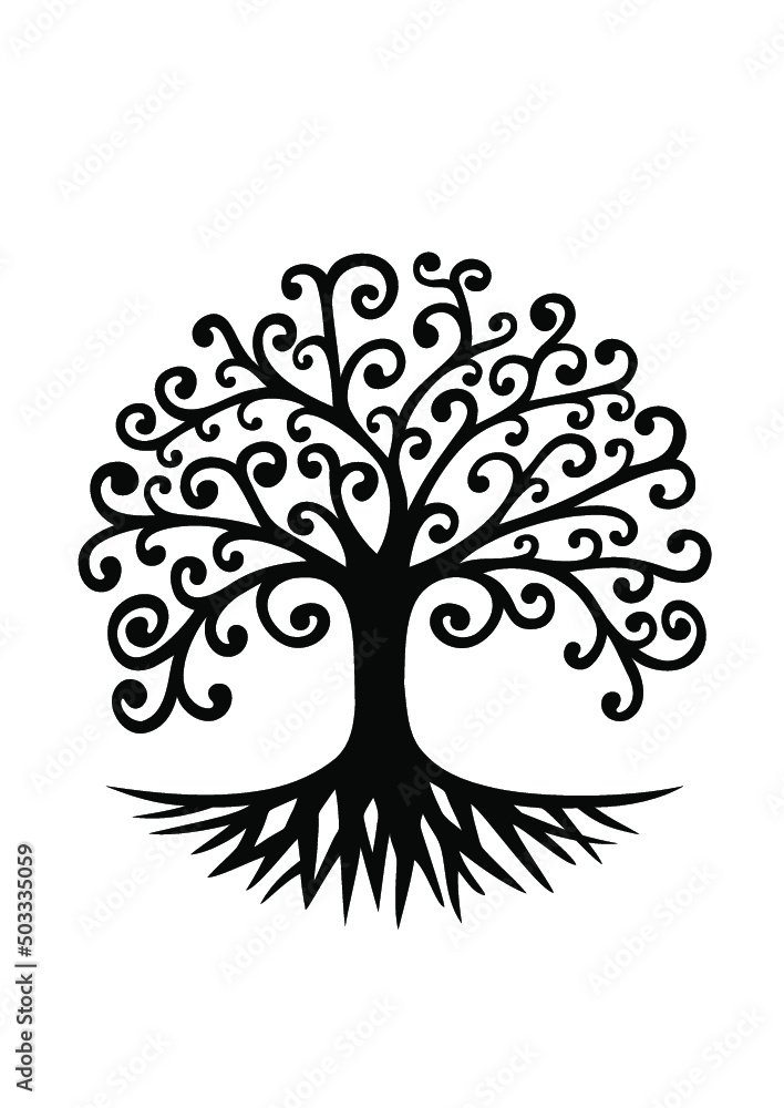 Curly tree svg glowforge,tree of life monogram,Laser Ready Digital File ...