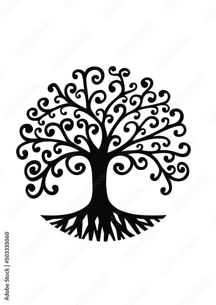 Curly tree svg glowforge,tree of life monogram,Laser Ready Digital File ...