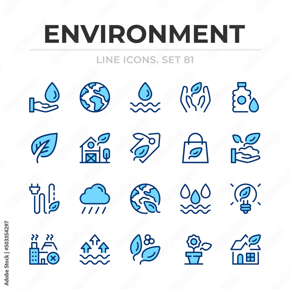Environment vector line icons set. Thin line design. Outline graphic ...