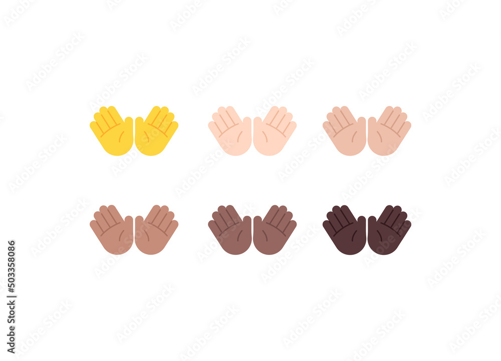 All Skin Tones Open Hands Gesture Emoticon Set. Open Hands Emoji Set 素材庫向量圖 | Adobe Stock