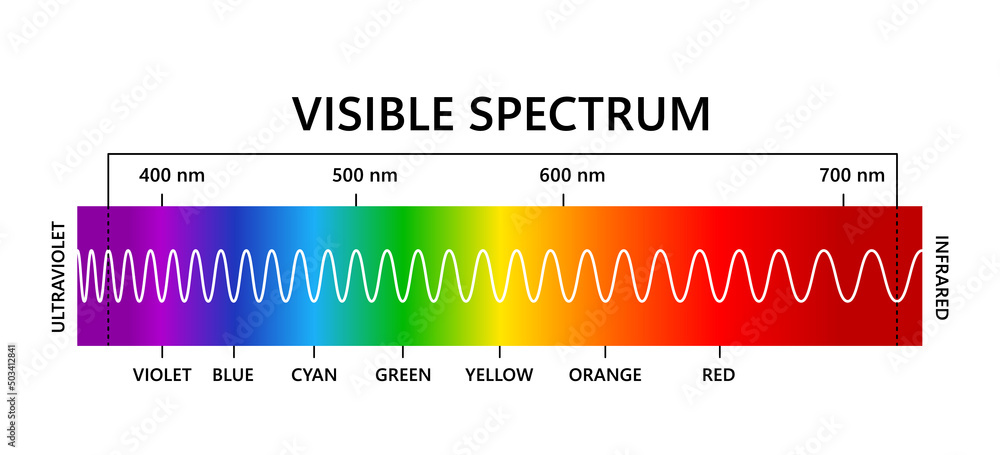 Visible light spectrum, infared and ultraviolet. Optical light ...