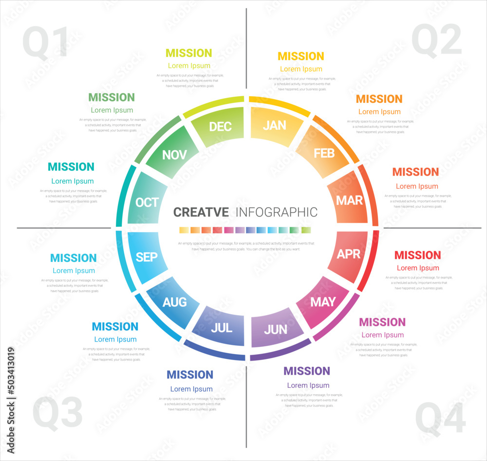 Circle Infographic all month planners. Element design for all month ...