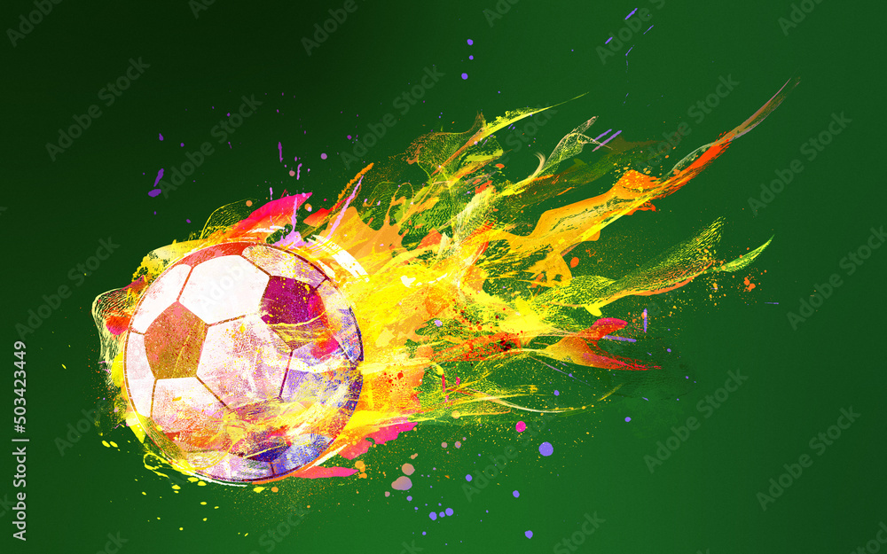 An illustration football on fire, for a game of the soccer world cup ...