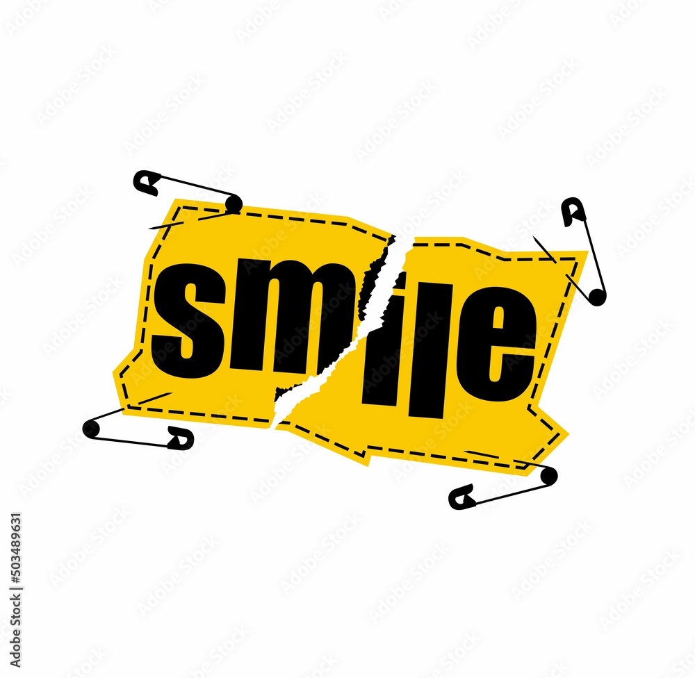 Smile slogan on ripped paper illustration. Stock Vector | Adobe Stock