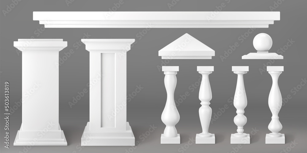 Architecture elements of balustrade for balcony, terrace, parapet ...