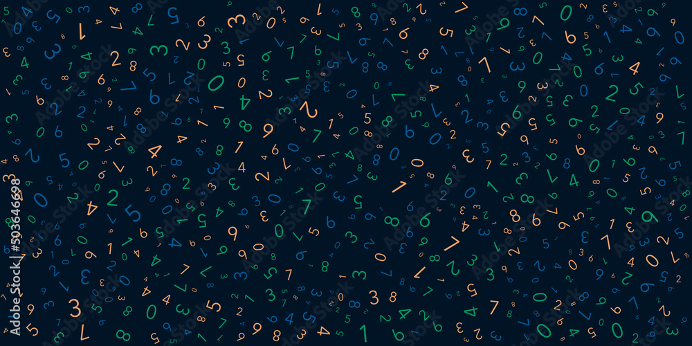 Various Colorful Randomly Placed, Sized and Oriented Numbers Patterned ...