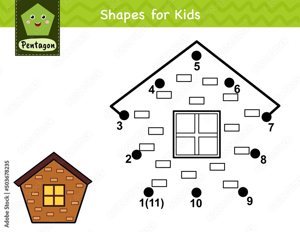Connect the dots and draw a house. Dot to dot number game for kids ...