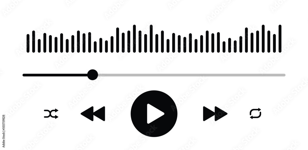 Media music player interface isolated on white background. Multimedia ...