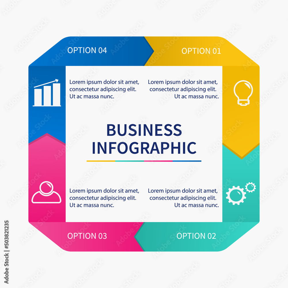 Simple 4 steps infographic. Infographics concept with 4 options or ...