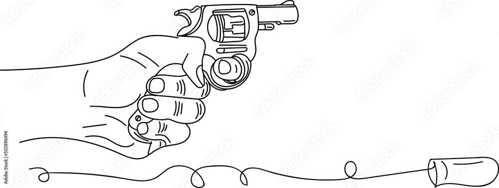 Image vectorielle Stock Outline sketch drawing of hand holding gun ...