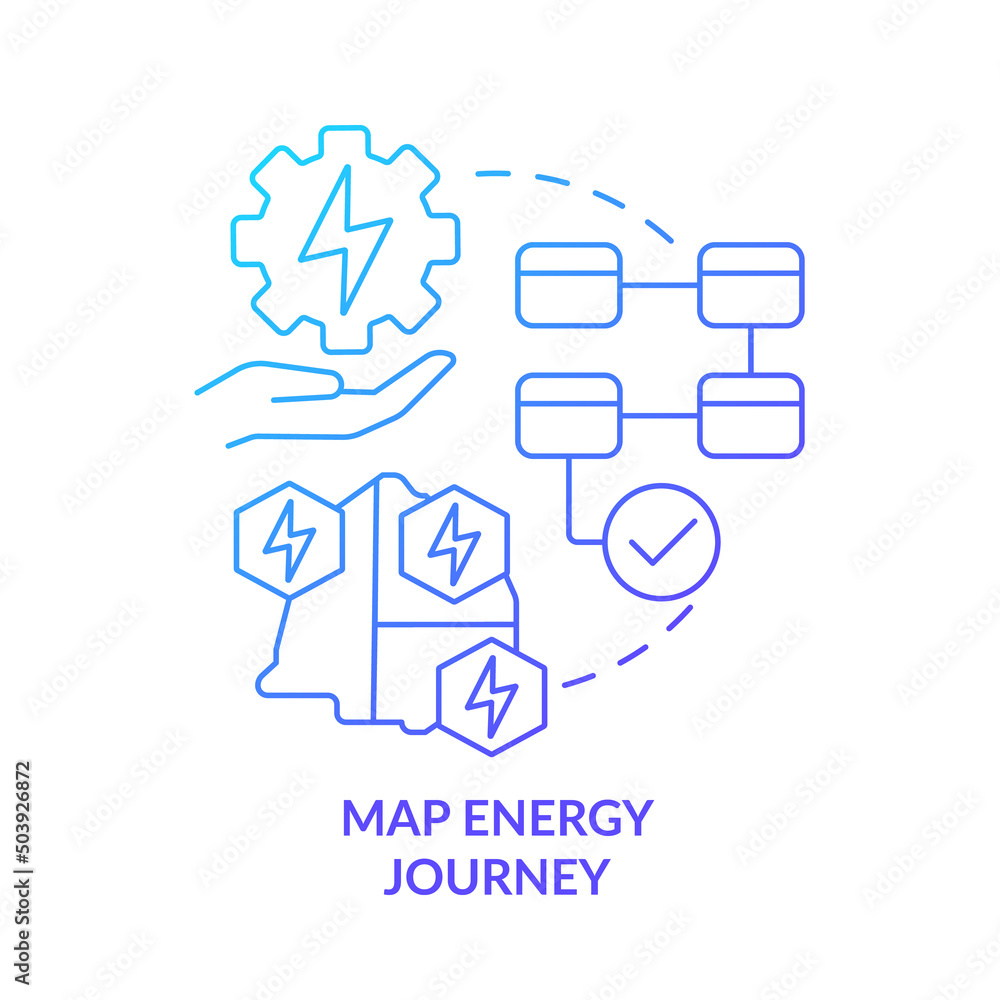 Map energy journey blue gradient concept icon. Pathway to energy ...