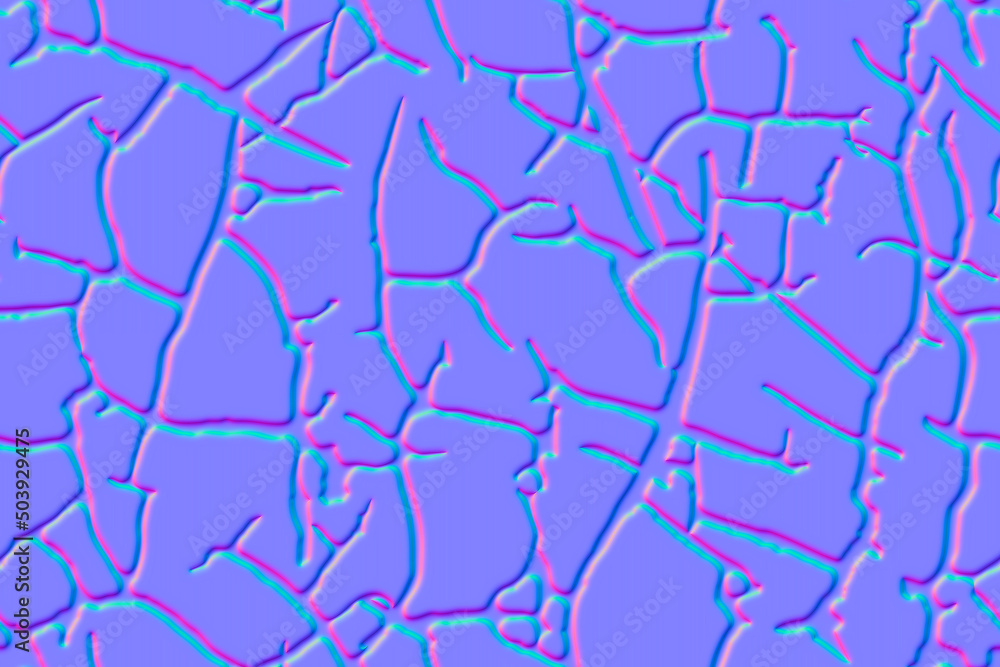 Illustration Stock Normal map seamless texture of cracked surface. Bump ...