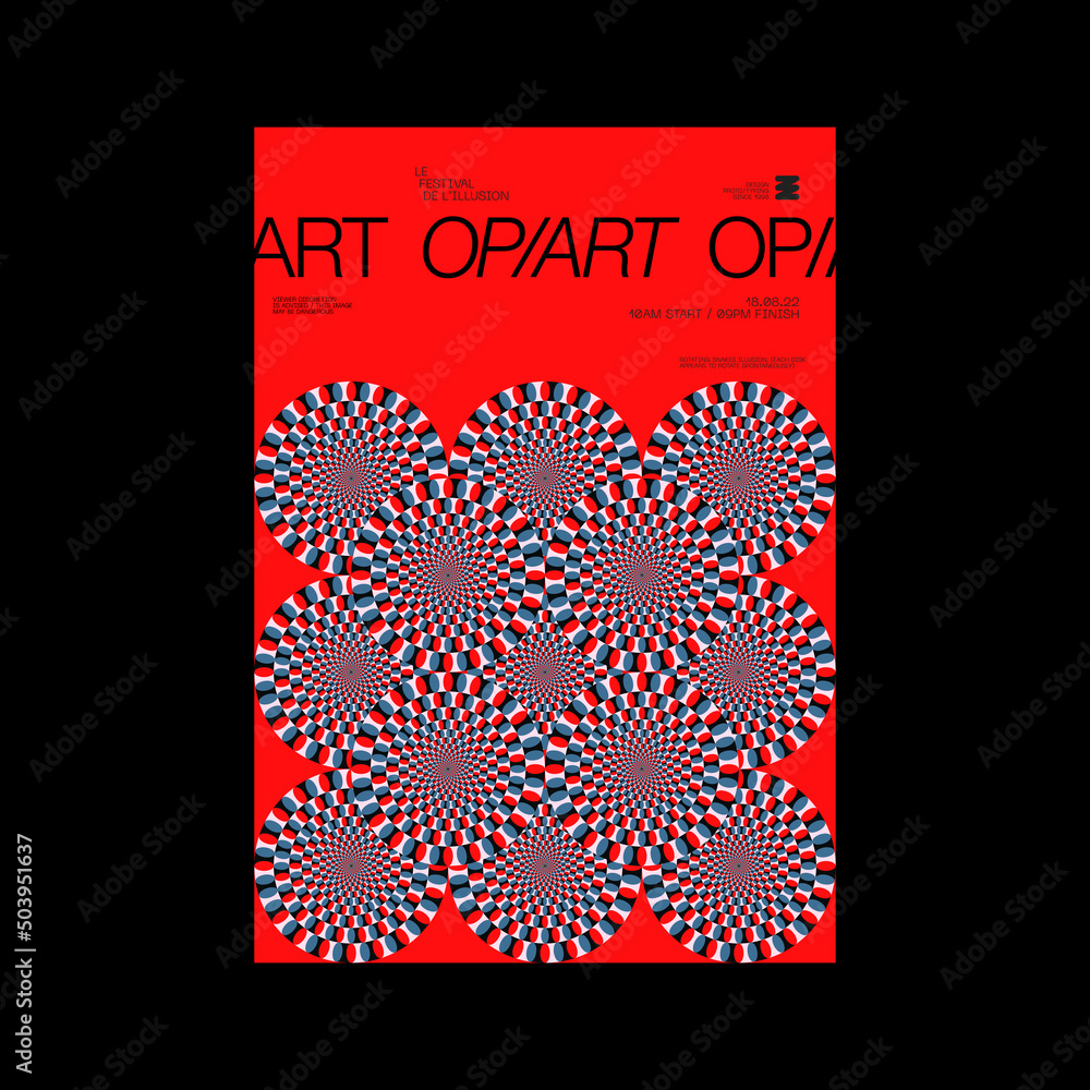 Minimalist Abstract Op-Art Poster Graphics Layout Design With Helvetica ...