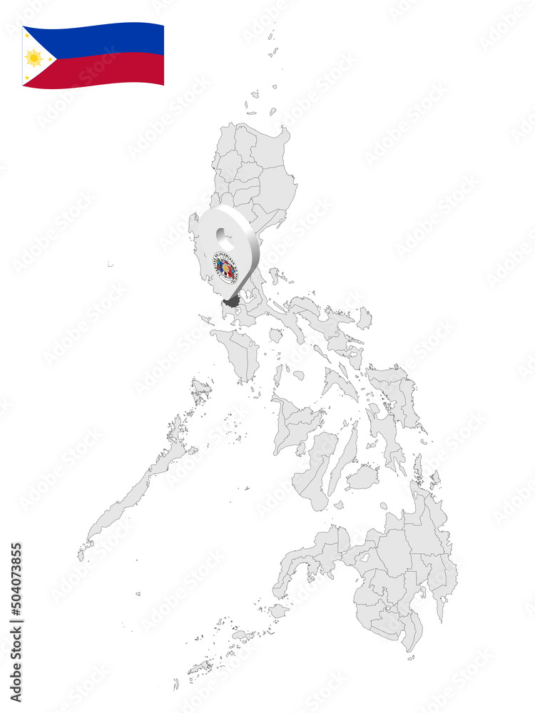 Vector de Stock Location of Cavite province on map Philippines. 3d ...