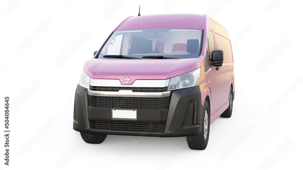 Tokyo, Japan. April 12, 2022: Toyota Hiace. Pink commercial van for ...