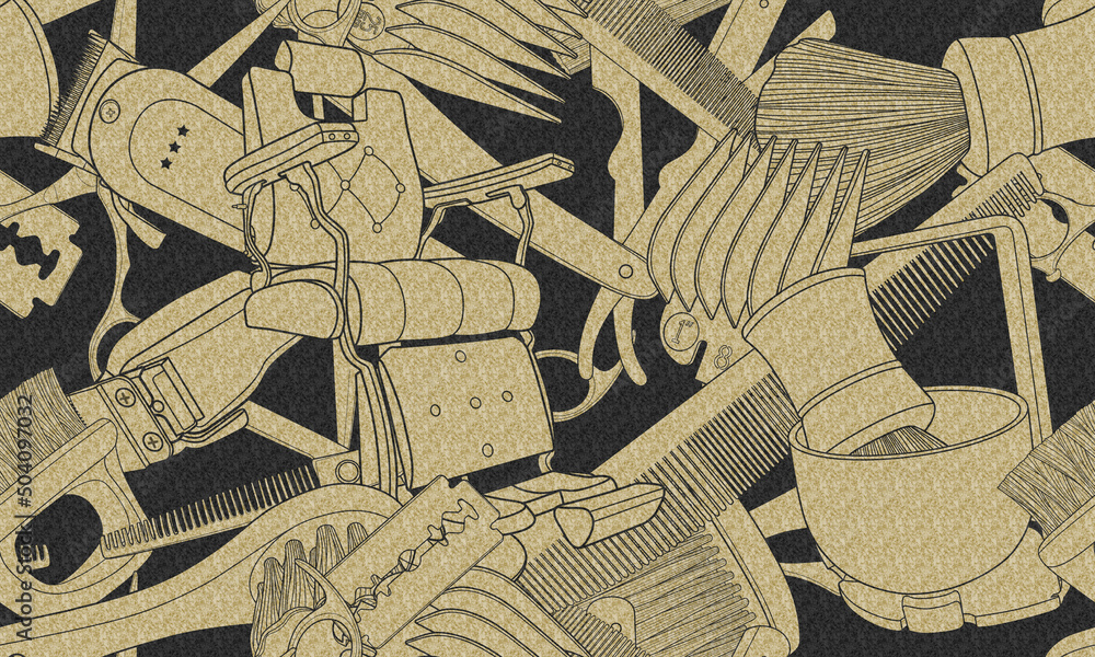 Seamless barber tools pattern illustration, pattern for fabric and ...