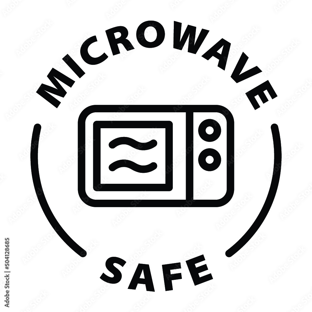 Microwave safe black outline badge icon label isolated vector on ...