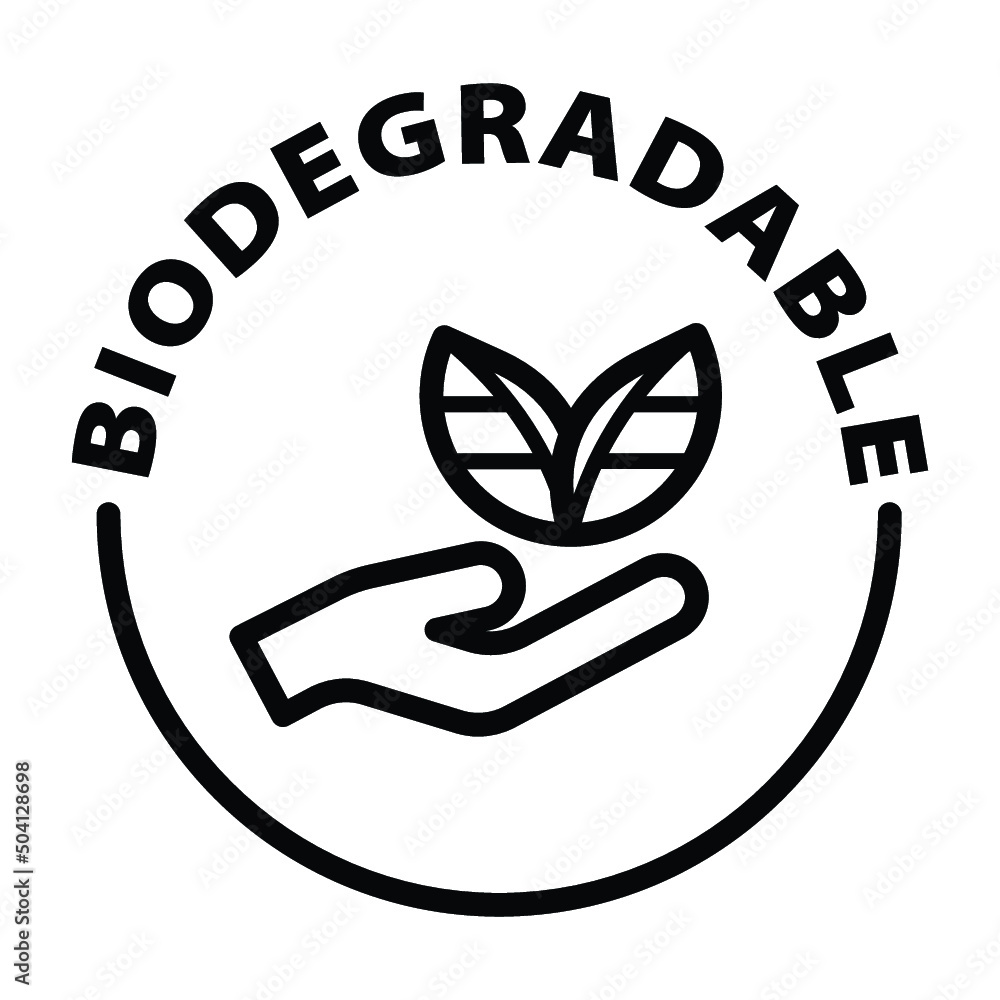 biodegradable black outline badge icon label isolated vector on ...