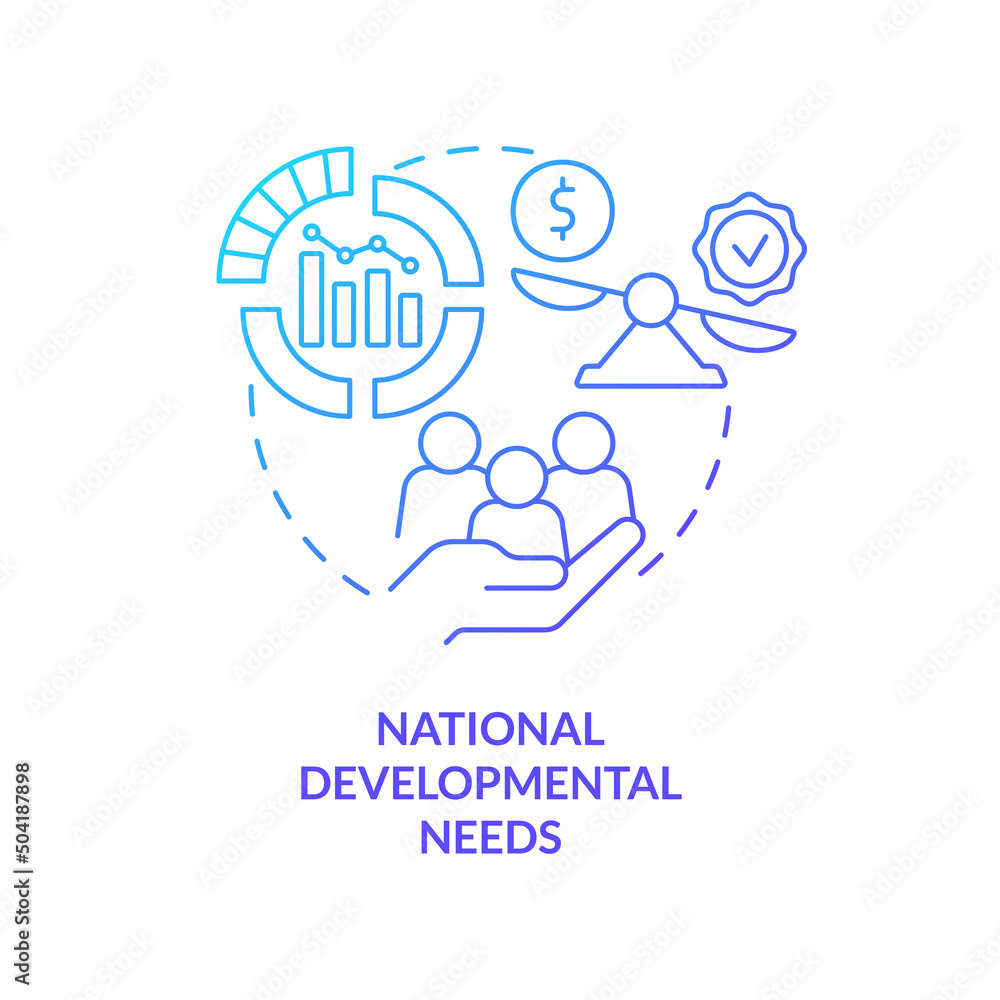 National developmental needs blue gradient concept icon. Principle of ...