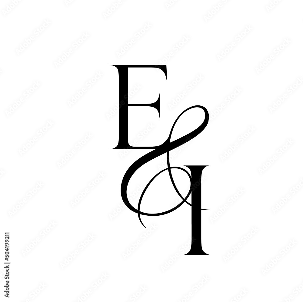 Image vectorielle Stock ie, ei, monogram logo. Calligraphic signature ...