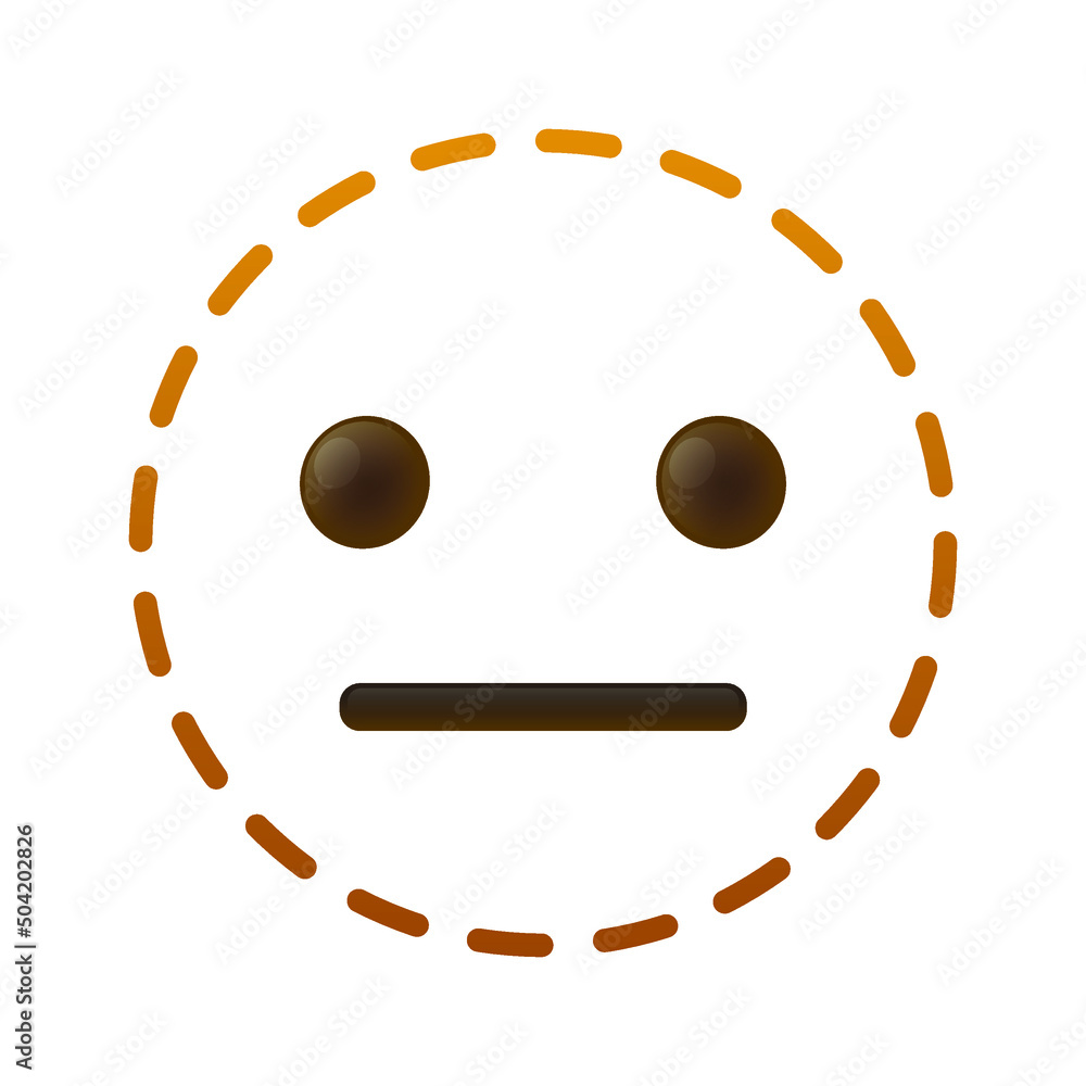 Dotted Line Emoji Icon Illustration Sign. Neutral Face Vector Symbol ...