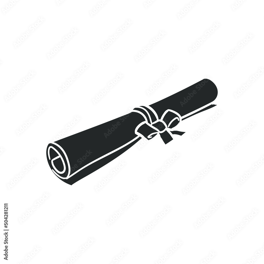 Roll Parchment Icon Silhouette Illustration. Graduation Vector Graphic ...