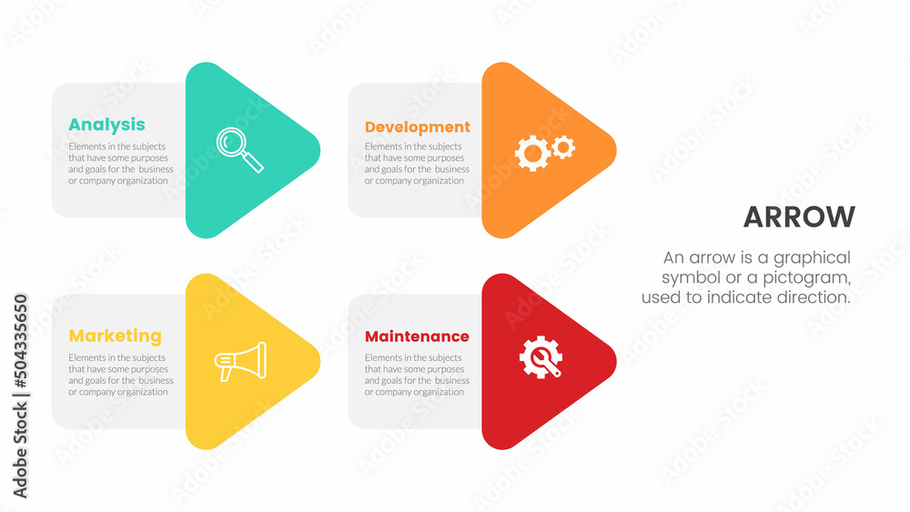 arrow infographic with stack arrow concept for slide presentation with ...