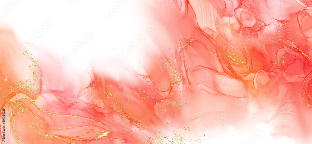Vector coral banner. Hand drawn abstract paint brush stroke. Stock ...