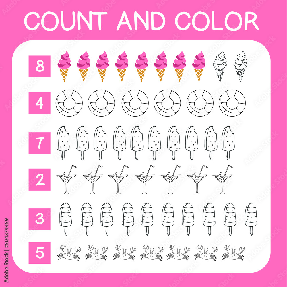 Count and Color worksheet for children. Educational printable worksheet ...