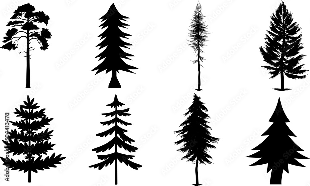 Pine Tree Silhouettes Pine Tree SVG EPS PNG Stock Vector | Adobe Stock