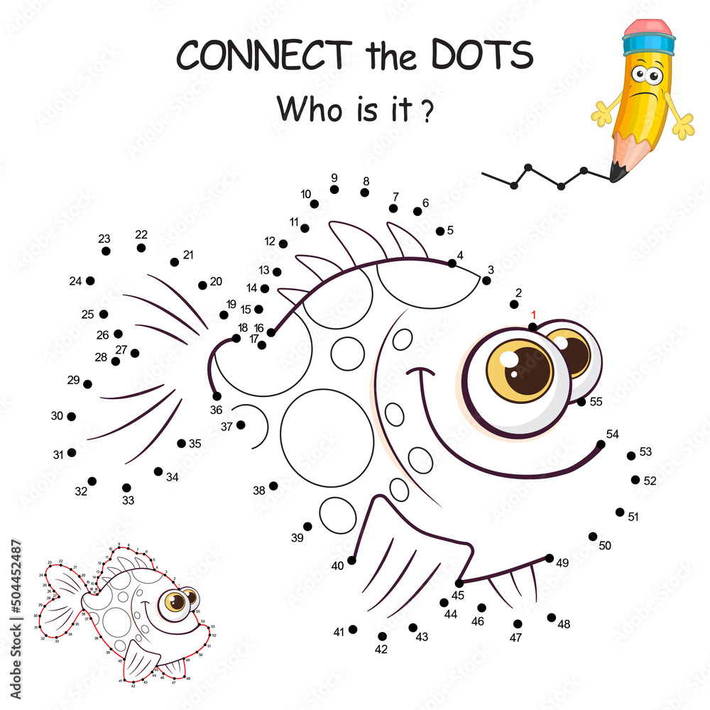 Image vectorielle Stock Tropical Fish. Dot to dot game. Connect all ...