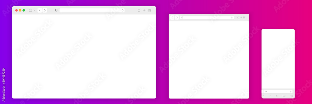 Web browser window white template. Realistic blank browser window with ...
