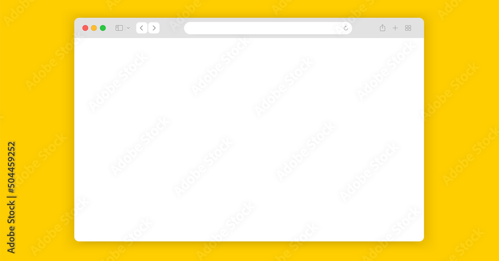 Web browser window white template. Realistic blank browser window with toolbar and shadow ...