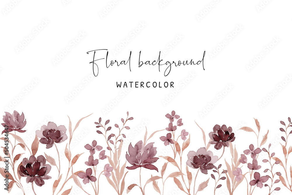 Watercolor wildflower border background. Stock Vector | Adobe Stock