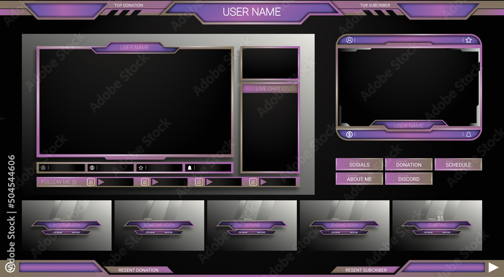 twitch Stream Facecam OBS Template Colorfull overlay design Pack ...