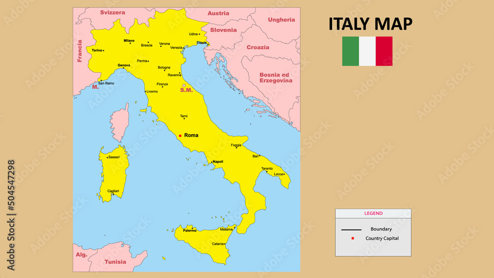 ภาพประกอบ Stock Italy map. Political map of Italy. Italy Map with ...